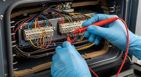Electrical Panel Testing With Gloved Hands Stock Illustration Illustration Of Shows Focus