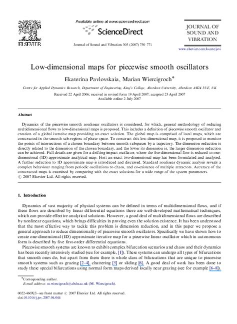 Pdf Low Dimensional Maps For Piecewise Smooth Oscillators