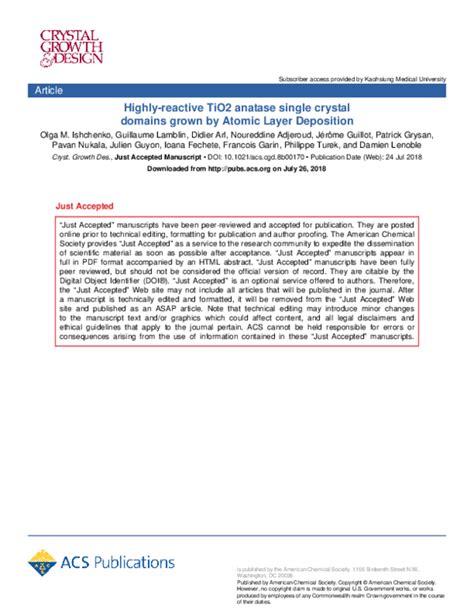 Pdf Highly Reactive Tio2 Anatase Single Crystal Domains Grown By