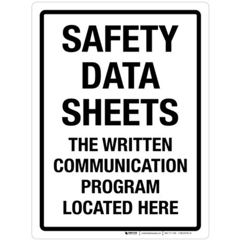 Safety Data Sheets The Written Communication Program Located Here Portrait Wall Sign