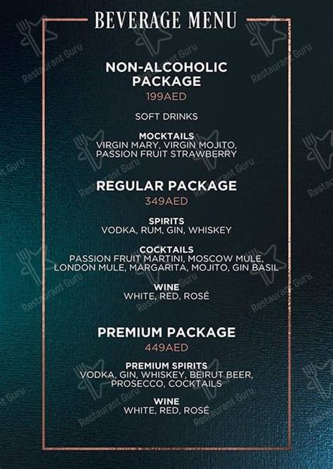 Menu At Seven Sisters Restaurant Dubai