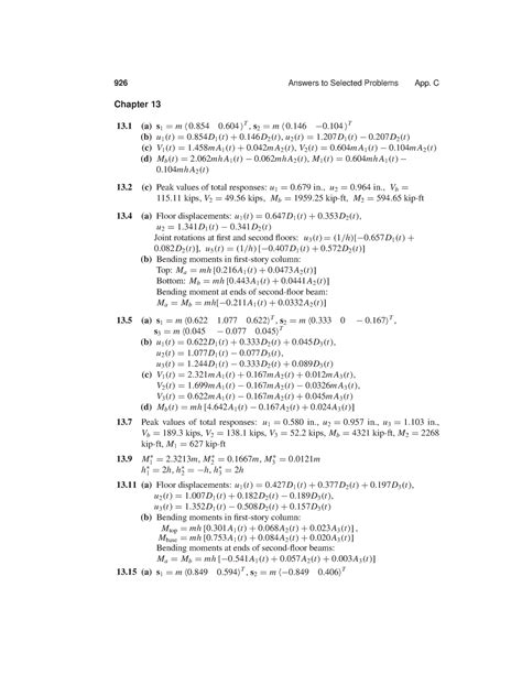 [anil k dynamics of structures theory 926 answers to selected