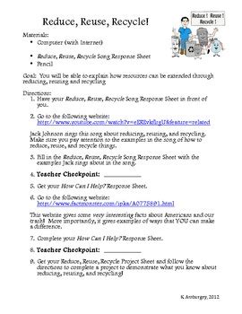 Reduce Reuse Recycle Activities And Project By Kim Amburgey TpT