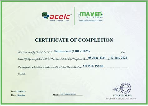 Sudharsan S On Linkedin Completed Vlsi Design Internship At Maven