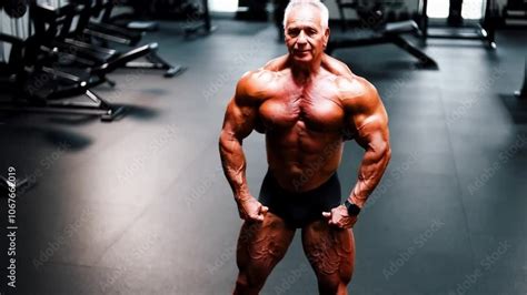 A Dedicated Bodybuilder In His Senior Years Demonstrates An Impressive