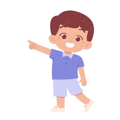 Um Menino Com Um Dedo Apontando Para Cima Vetor Premium