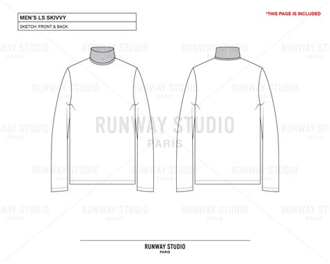 Ls Skivvy Fashion Vector Sketch Flat Sketch Technical Sketch Fashion