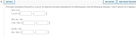 Solved DETAILS Two Points In The Xy Plane Have Cartesian Chegg