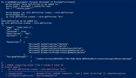 Az Role Definition Create Command Is Part Of A Script That Is
