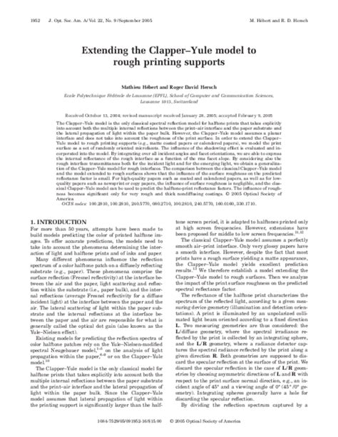Pdf Clapper Yule Model For Rough Printing Surfaces