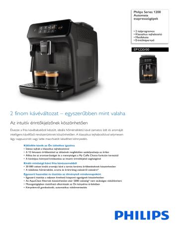 Philips EP1220/00 Series 1200 Automata eszpresszógépek Product ...