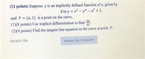 solved 12 points suppose y is an implicitly defined