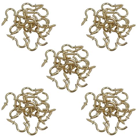 Shouldered Screw Hooks Fasteners Hanger Brass Plated 8mm Dia 16mm