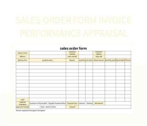 Product Order Form Template Excel