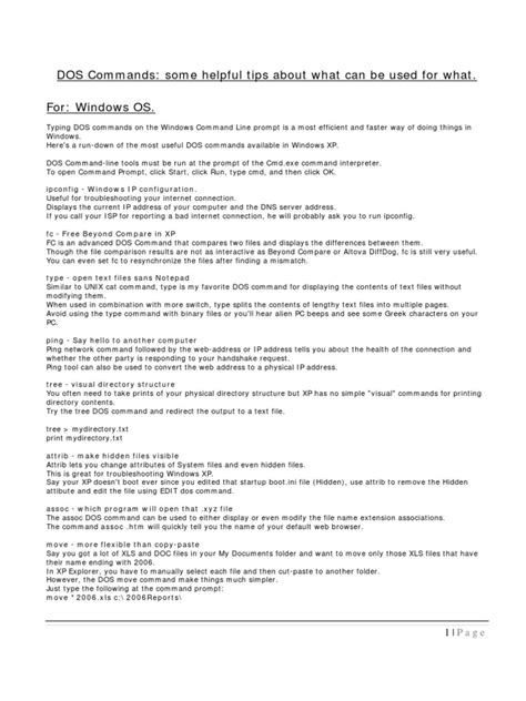dos commands pdf