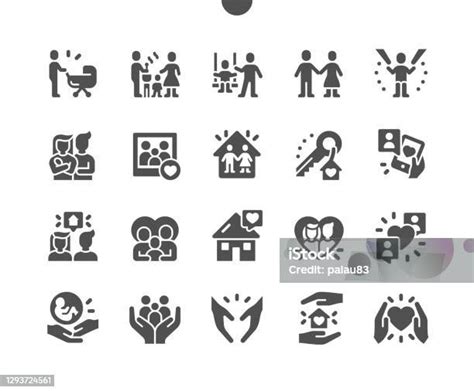 행복한 가족 행복의 집 자녀가 있는 부모 사랑하는 사람과 의 소통 상호 사랑 피크닉에 가족 어머니와 아버지함께 벡터 솔리드 아이콘입니다 간단한 그림 가족에 대한 스톡 벡터