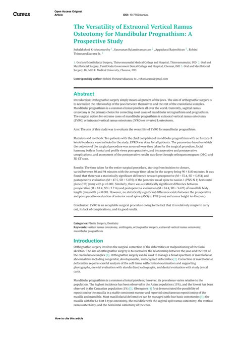 Pdf The Versatility Of Extraoral Vertical Ramus Osteotomy For