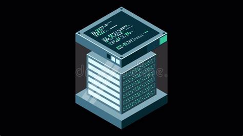 Isometric Futuristic Server Animation Isometric Database Or Data Center Abstract Blockchain