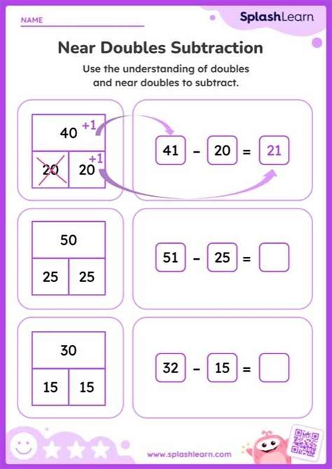 Near Doubles Subtraction Math Worksheets Splashlearn