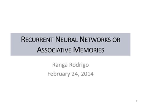 Ppt Recurrent Neural Networks Or Associative Memories Powerpoint