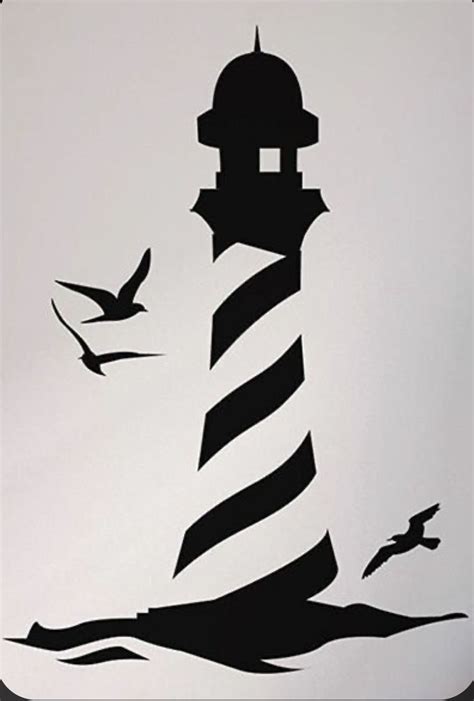 Lighthouse Stencil Rocks Birds Coastline 8 5 X Etsy Artofit
