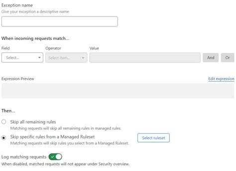 Add A Waf Exception In The Dashboard · Cloudflare Web Application Firewall Waf Docs