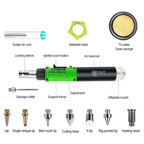 62023 Set Ciocan De Lipit Letcon Cu Gaz Si Accesorii 12 Piese