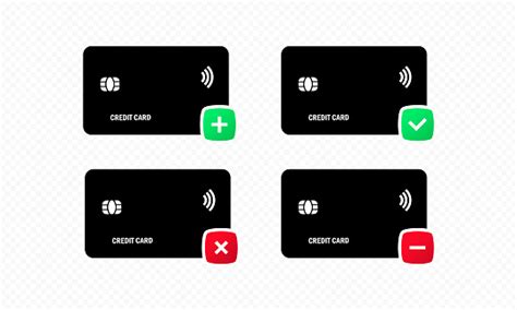 플랫 스타일의 신용 카드 아이콘의 컬렉션 승인 및 실패 한 지불 아이콘 비접촉식 카드 아이콘입니다 신용 카드 작업 격리된 흰색 배경의 벡터입니다 Eps 10 검은색에 대한