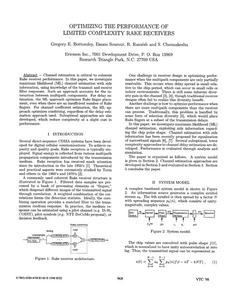 pdf optimizing the performance of limited complexity rake receivers