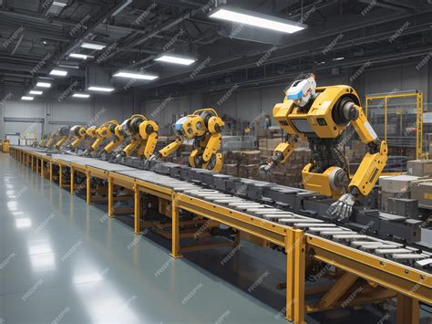 Premium Photo Efficient Distribution Robots Working On Conveyor Belt In Smart Distribution