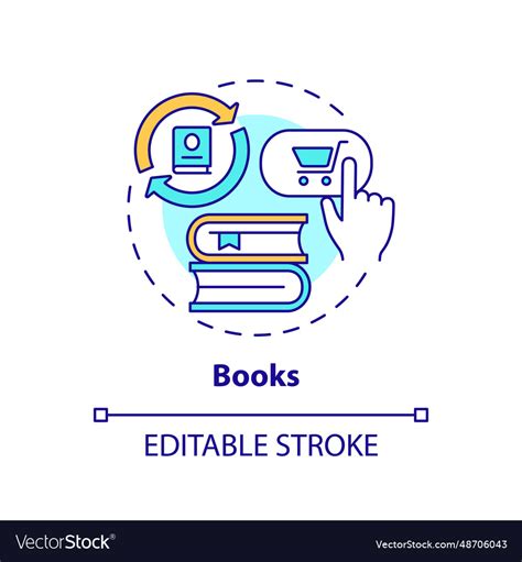 2d Customizable Colorful Thin Linear Icon Books Vector Image