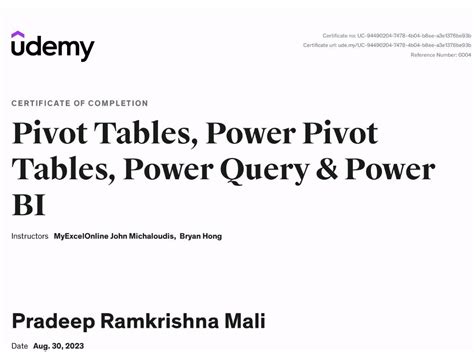 Completed Advanced Excel Course On Udemy Pradeep Mali Posted On The