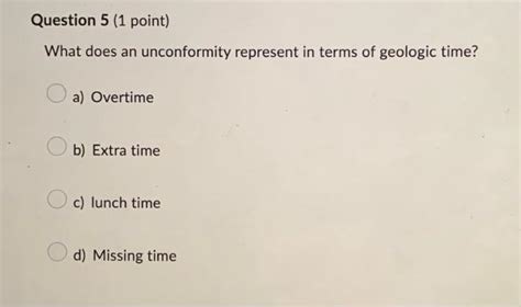 Solved What Does An Unconformity Represent In Terms Of