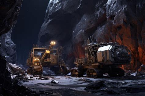 Premium Ai Image Robotic Mining Equipment On An Asteroid Surface