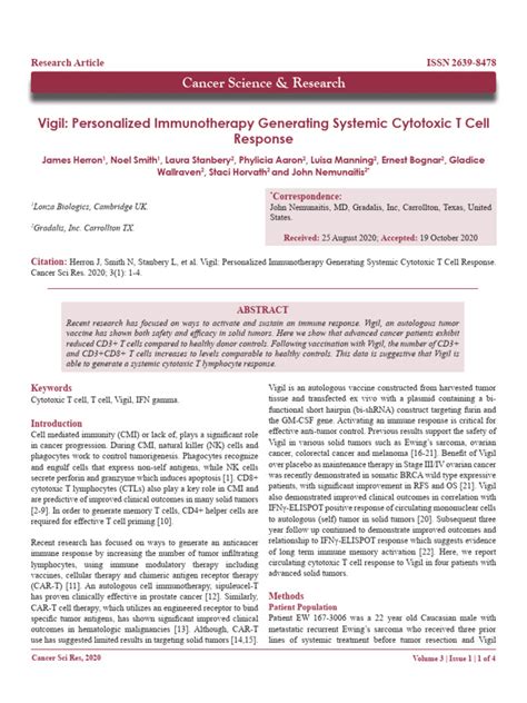 Vigil Personalized Immunotherapy Generating Systemic Cytotoxic T Cell Response Pdf