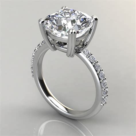 Cushion Cut Moissanite Shared Prong Engagement Ring Forever Moissanite