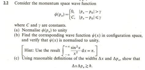 Solved 2 2 Consider The Momentum Space Wave Function So O