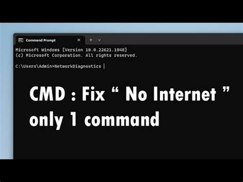 Cmd Fix No Internet On Windows With Only Command Youtube