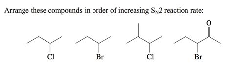 Solved Arrange these compounds in order of increasing SN2 | Chegg.com