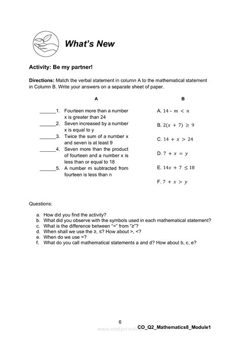 Math Quarter Module Differentiating Linear Inequalities In Two Variables From Linear