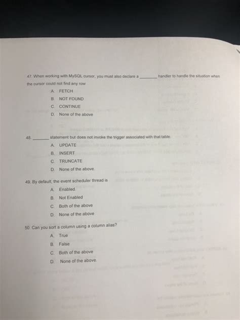 Solved 47 When Working With Mysql Cursor You Must Also