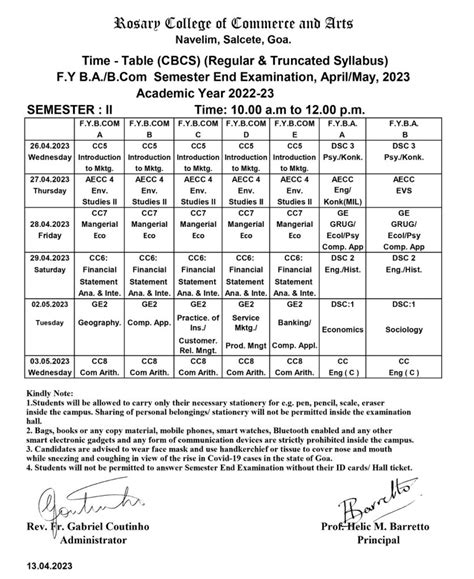 Fy Sy Ba B Com Regular And Ty Ba B Com Sem Vi Repeat Timetable