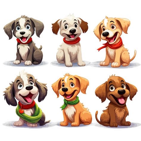 Premium Vector Setofdogscartooncharacterchristmas