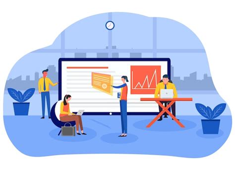 비즈니스 회의 팀워크 교육 전문 기술 향상의 개념 프리미엄 벡터