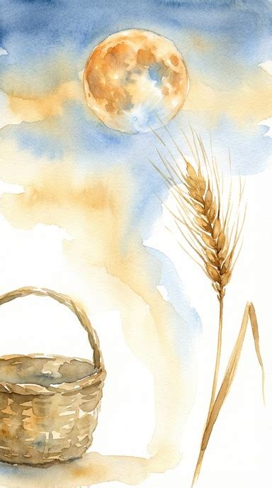 Free Harvest Moon Serenity Image Watercolor Harvest Wheat