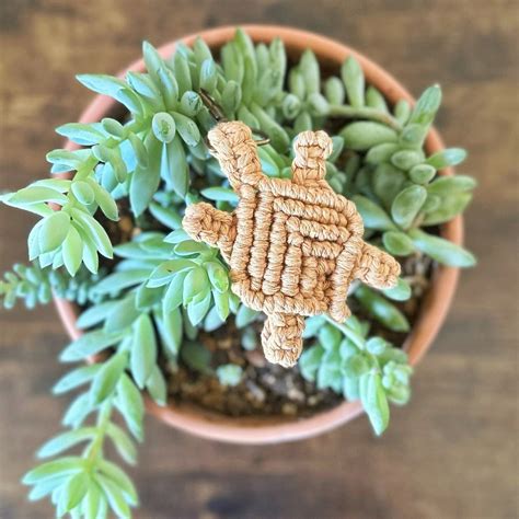 Sandy Tan Macrame Turtle Keychain Sea Turtle Keychain Macrame