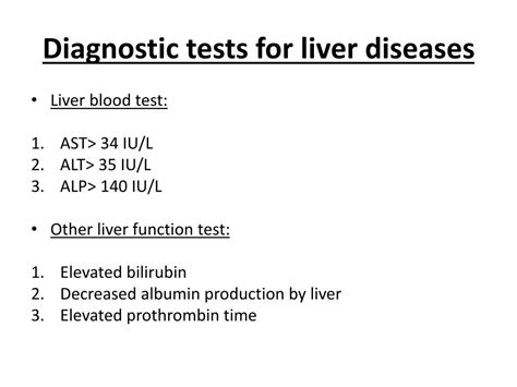 Ppt Diagnostic Tests For Liver Diseases Powerpoint Presentation Free Download Id 6915501