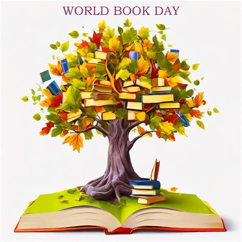 World Book Day Illustration With Books And Reading Related Objects