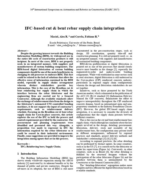ifc based cut and bent rebar supply chain integration pdf building
