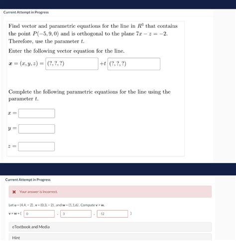 Solved Current Attempt In Progress Find Vector And Chegg